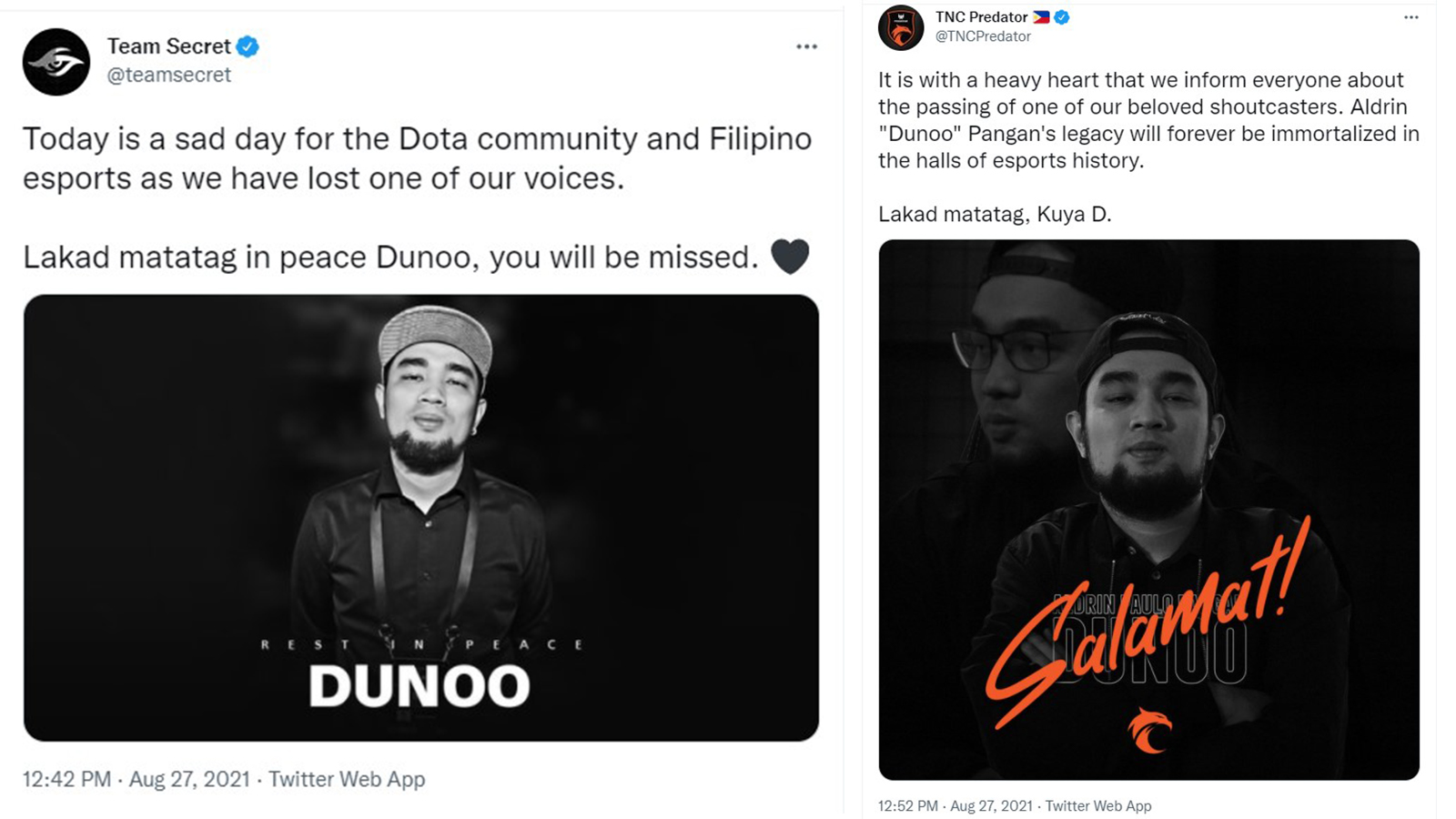 Dunoo is fondly remembered by the Dota 2 community | ONE Esports