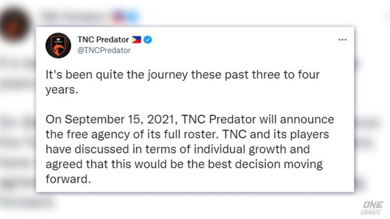 TNC Predator releases its entire Dota 2 roster | ONE Esports