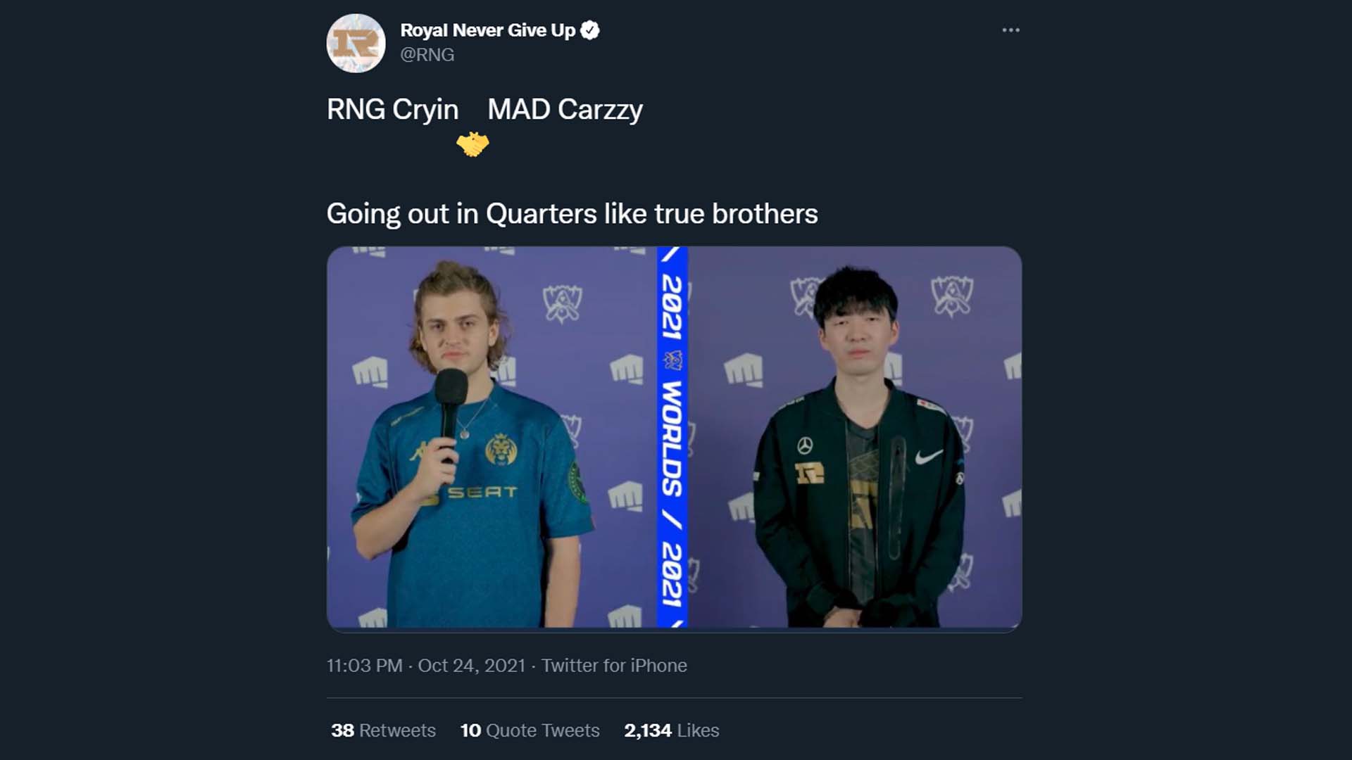 MAD Lions Carzzy and RNG Cryin became friends after screaming at each other | ONE Esports