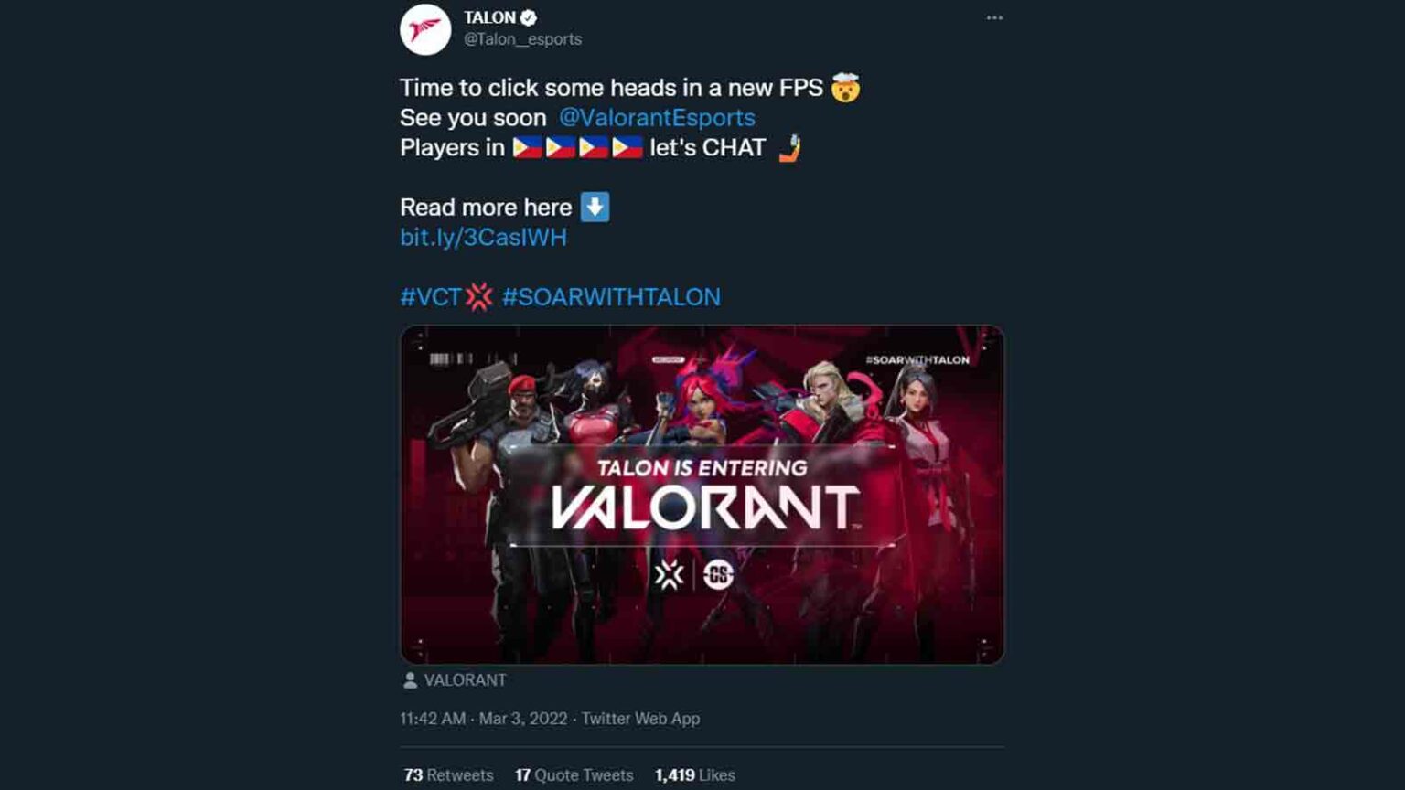 Talon Esports 希望为 VCT 2022 建立菲律宾 Valorant 阵容