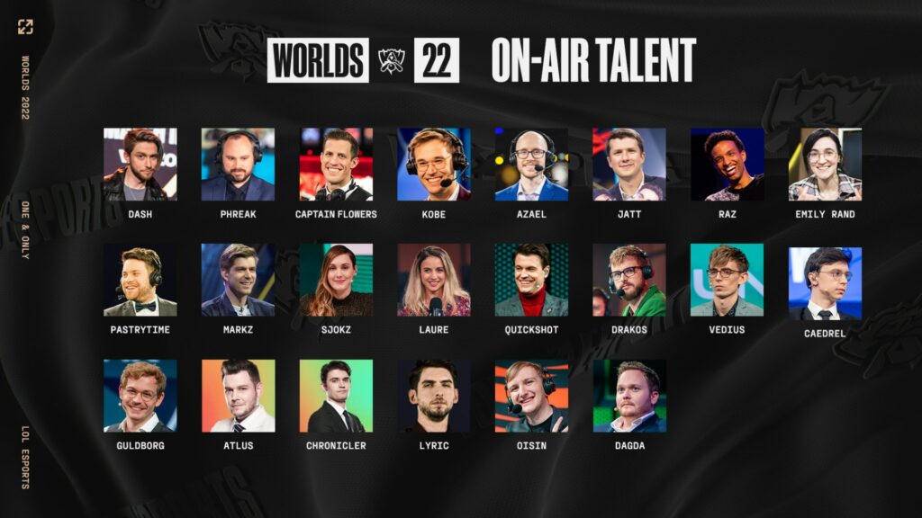 Full list of Worlds 2022 on-air broadcast talent for English | ONE Esports