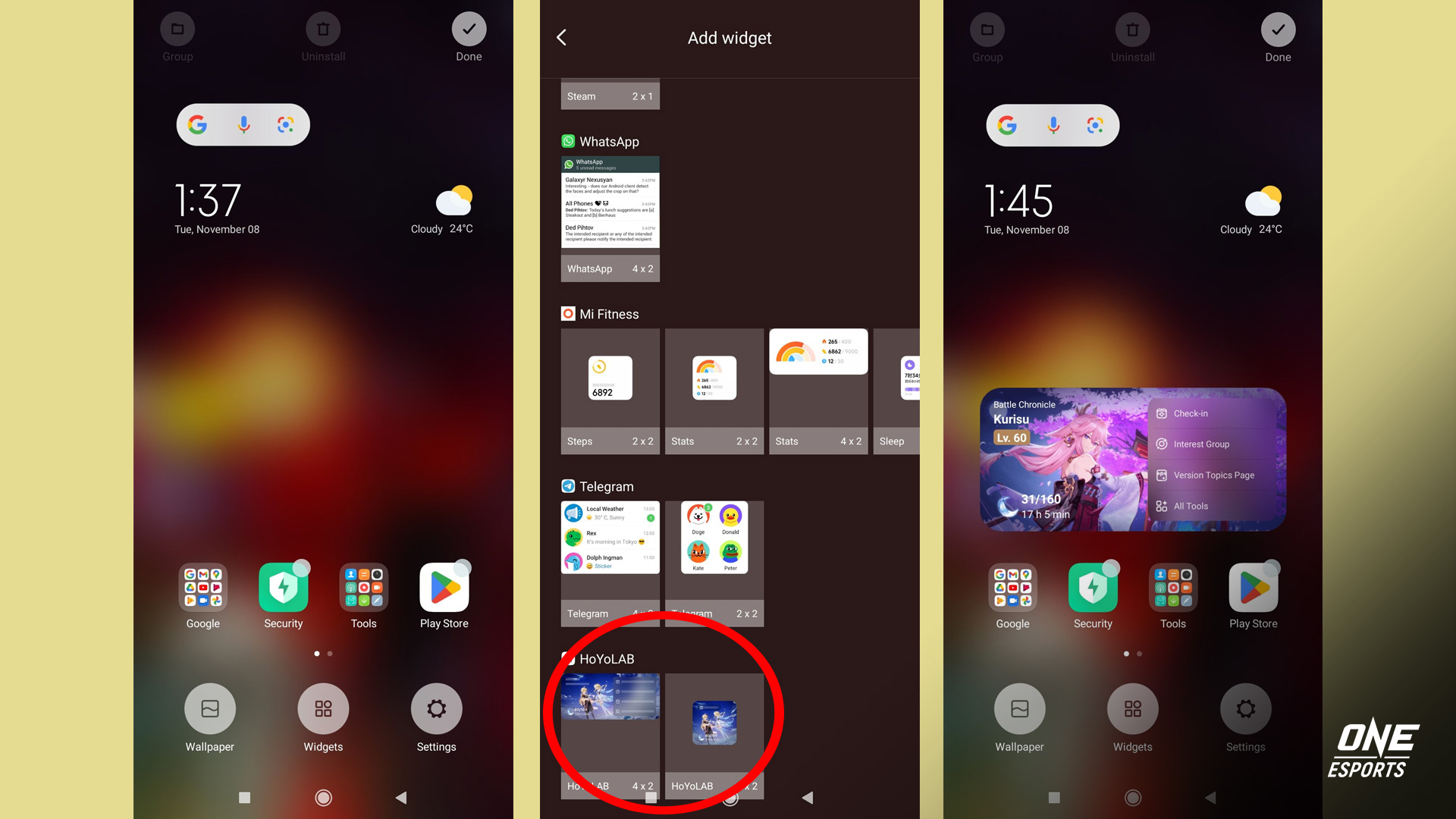 HoYoLAB widget shows resin on mobile without logging in | ONE Esports
