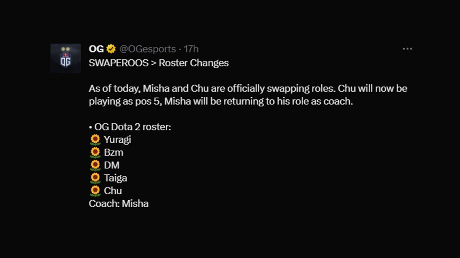 OG Dota 2 roster makes sudden change before DPC Tour 2 | ONE Esports