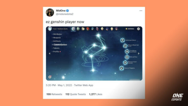 MidOne secretly whaled for Genshin waifu Kamisato Ayaka | ONE Esports