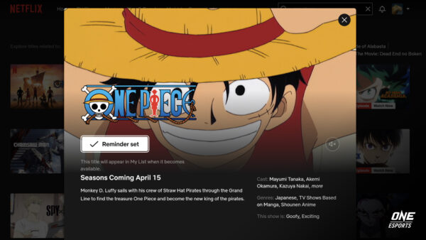 One Piece anime is now available on Netflix, forms big 3 | ONE Esports