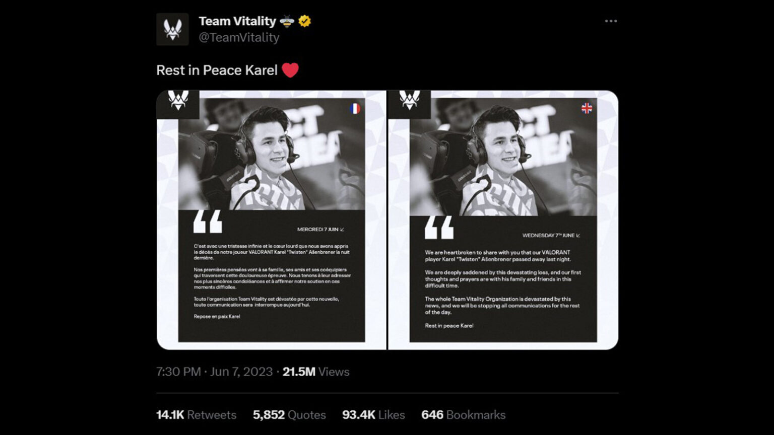 Team Vitality duelist main Twisten dies at 19 | ONE Esports