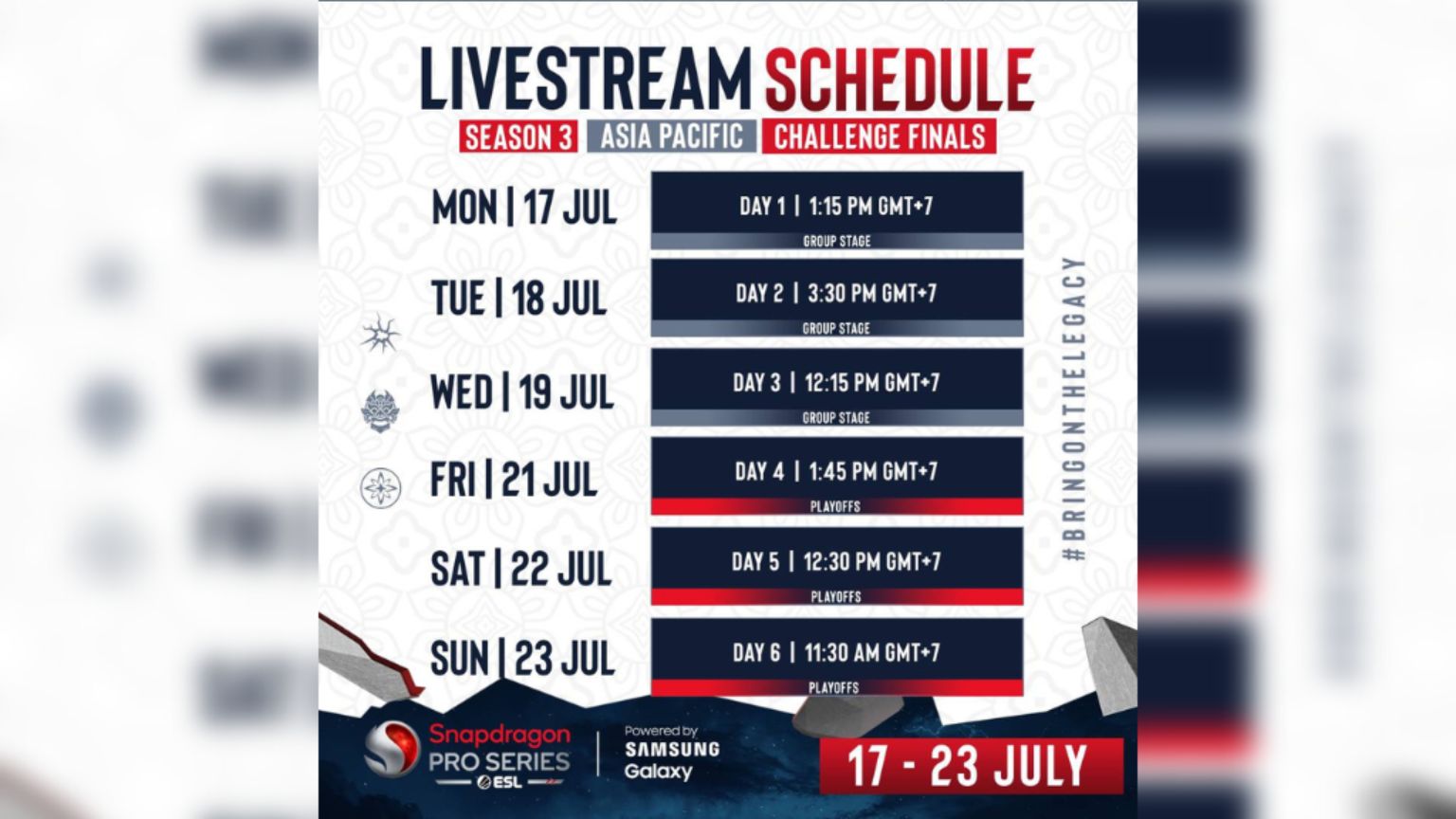 ESL Snapdragon Pro Series Season 3 SEA Challenge Finals: Schedule ...