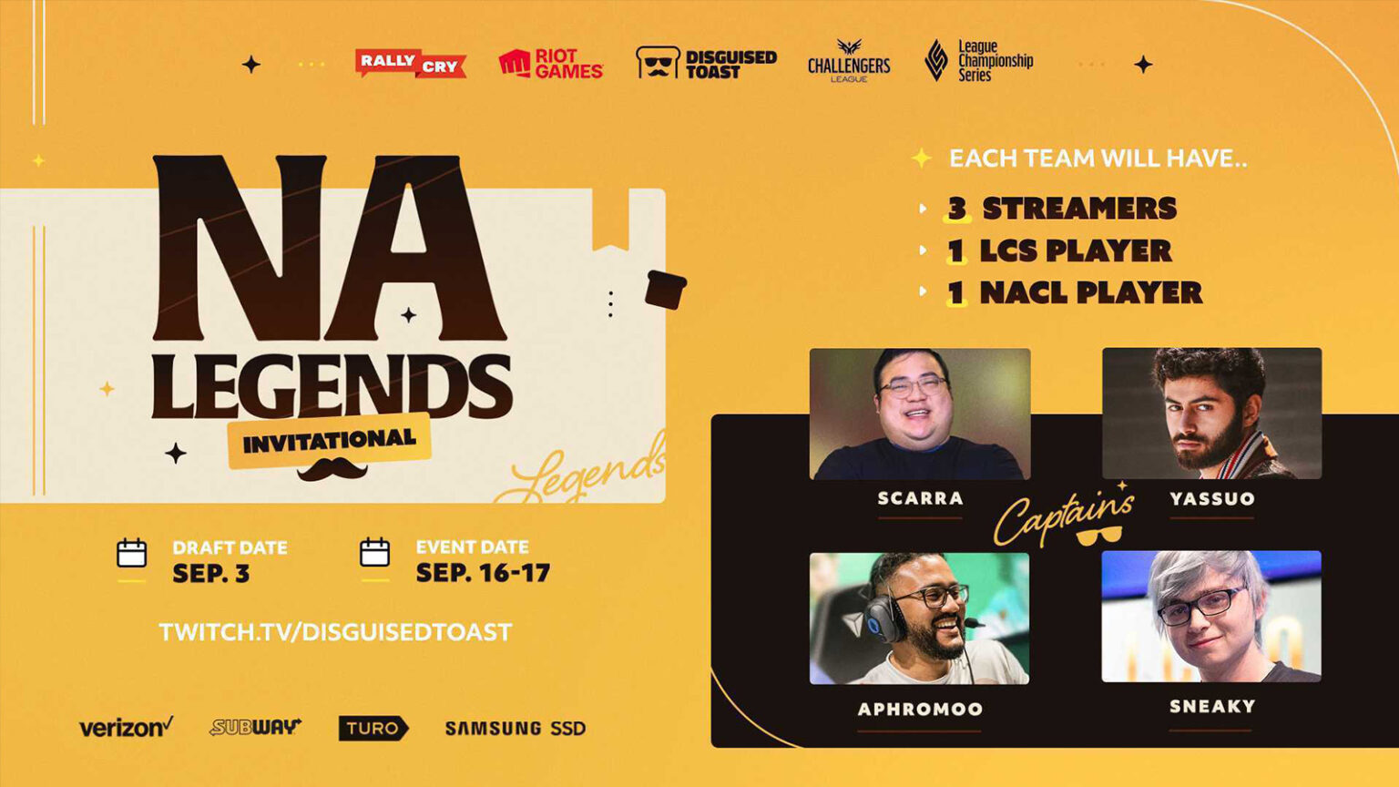 Disguised Toast's NA Legends Invitational: Schedule, teams | ONE Esports
