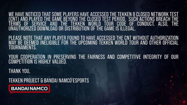 Tekken 8 Cracked Beta Users Might Get Banned By Bandai Namco One Esports