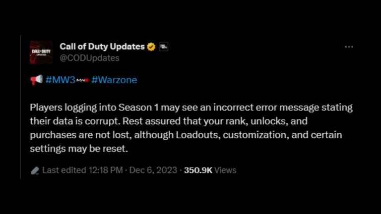 How to fix MW3 Niamey Logan 'Your Data is Corrupt' problem | ONE Esports