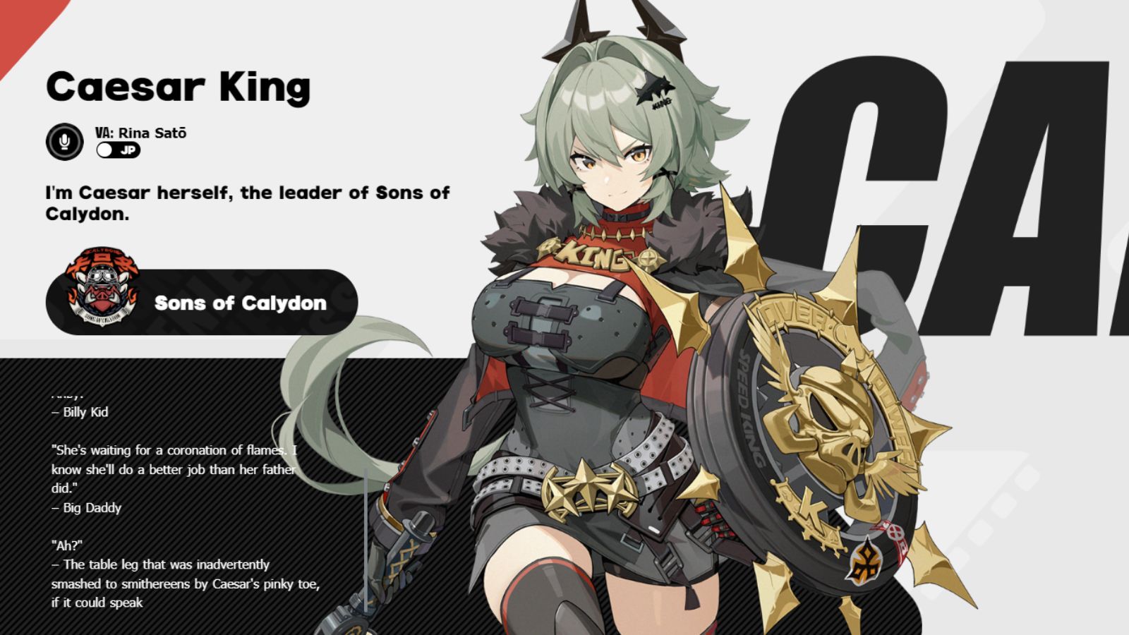 Tanggal rilis, Pangkat, Atribut, Keahlian Khusus, dan VA Zenless Zone Zero Caesar King