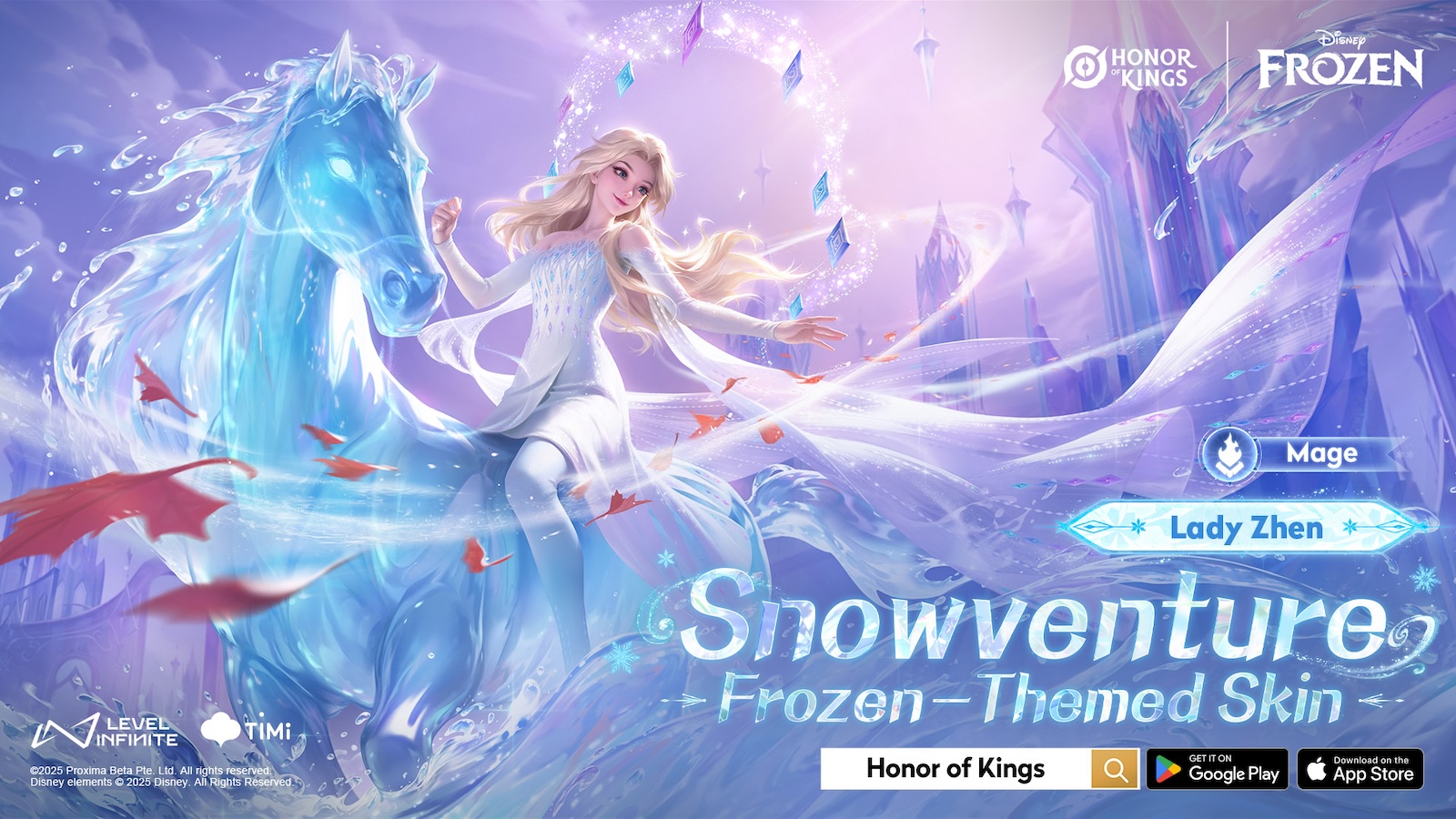 Honor of Kings x Frozen: Experience the magic by unlocking Snowventure skins for free! | ONE Esports