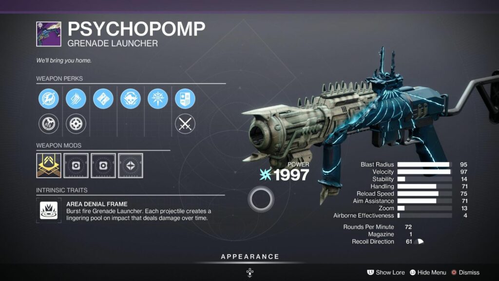 Destiny 2 Psychopomp god roll -- formidable grenade launcher | ONE Esports