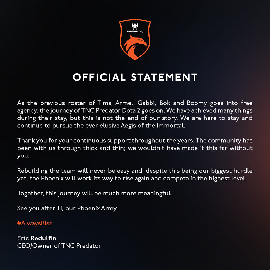 TNC Predator muling bubuo ng Dota 2 team | ONE Esports Philippines