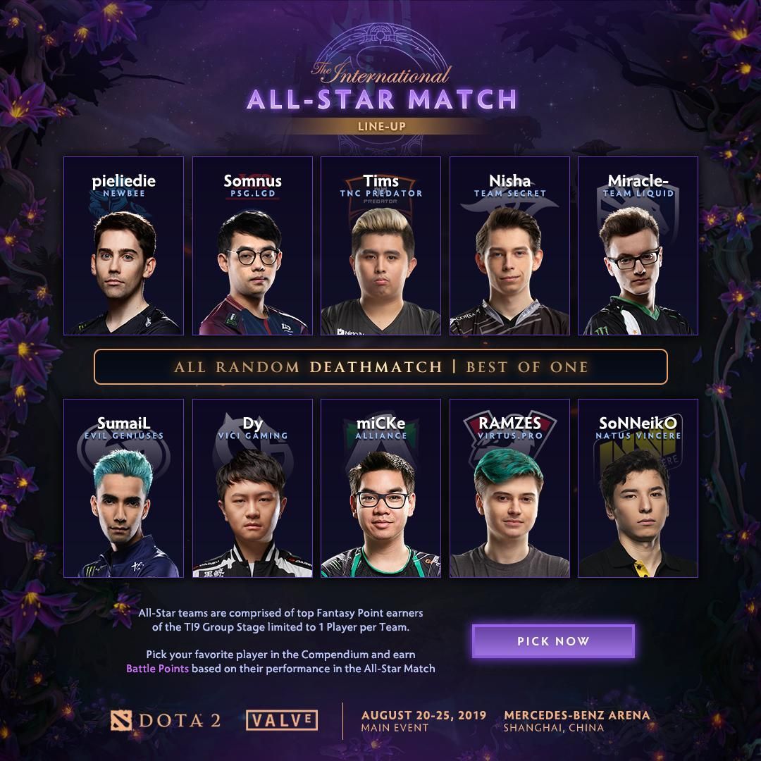 TI9 All-Star Match rosters revealed | ONE Esports