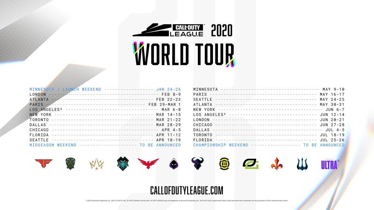 Call of Duty League has released its World Tour schedule for 2020 | ONE ...